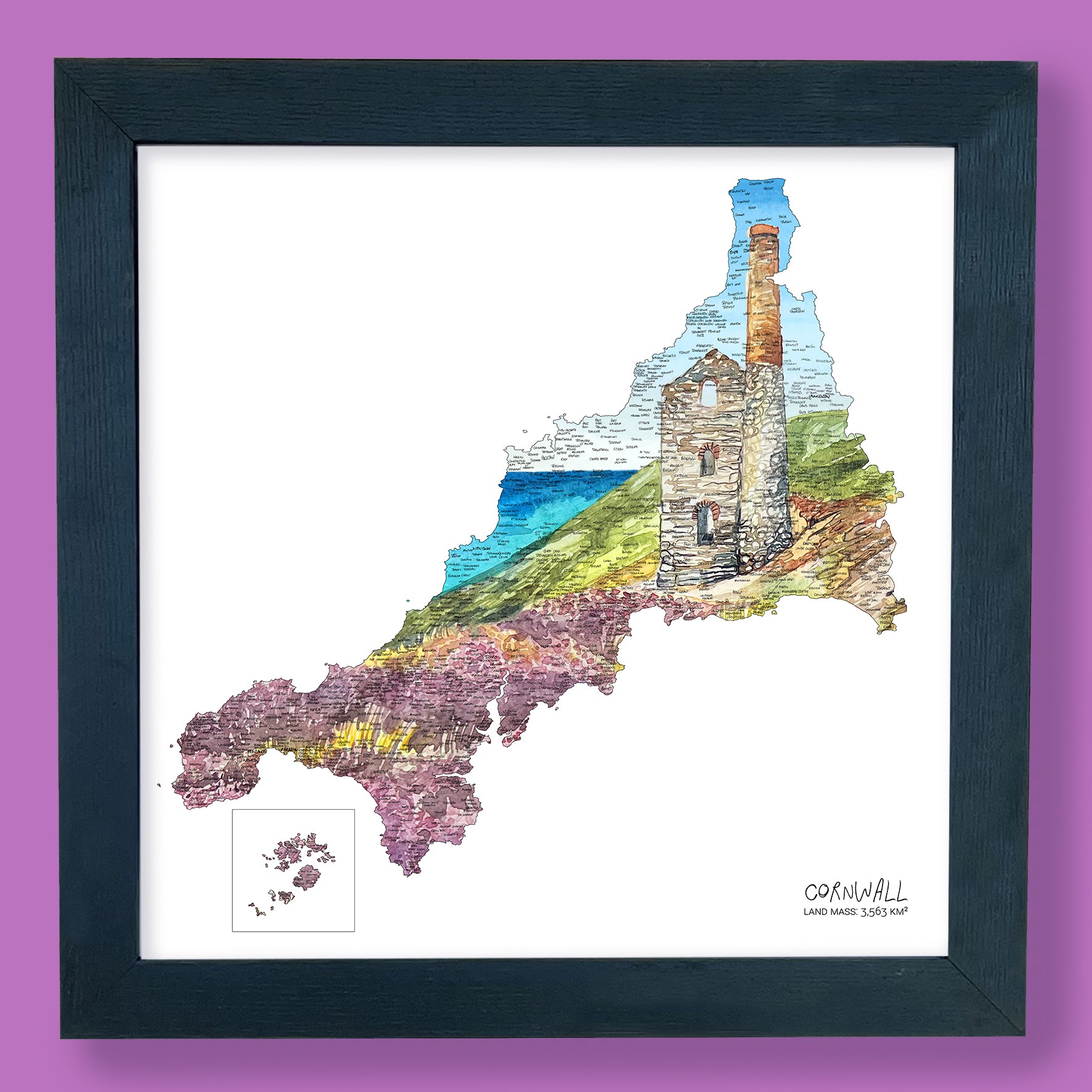 Cornwall Tin Mine Map Print – AVMS Art